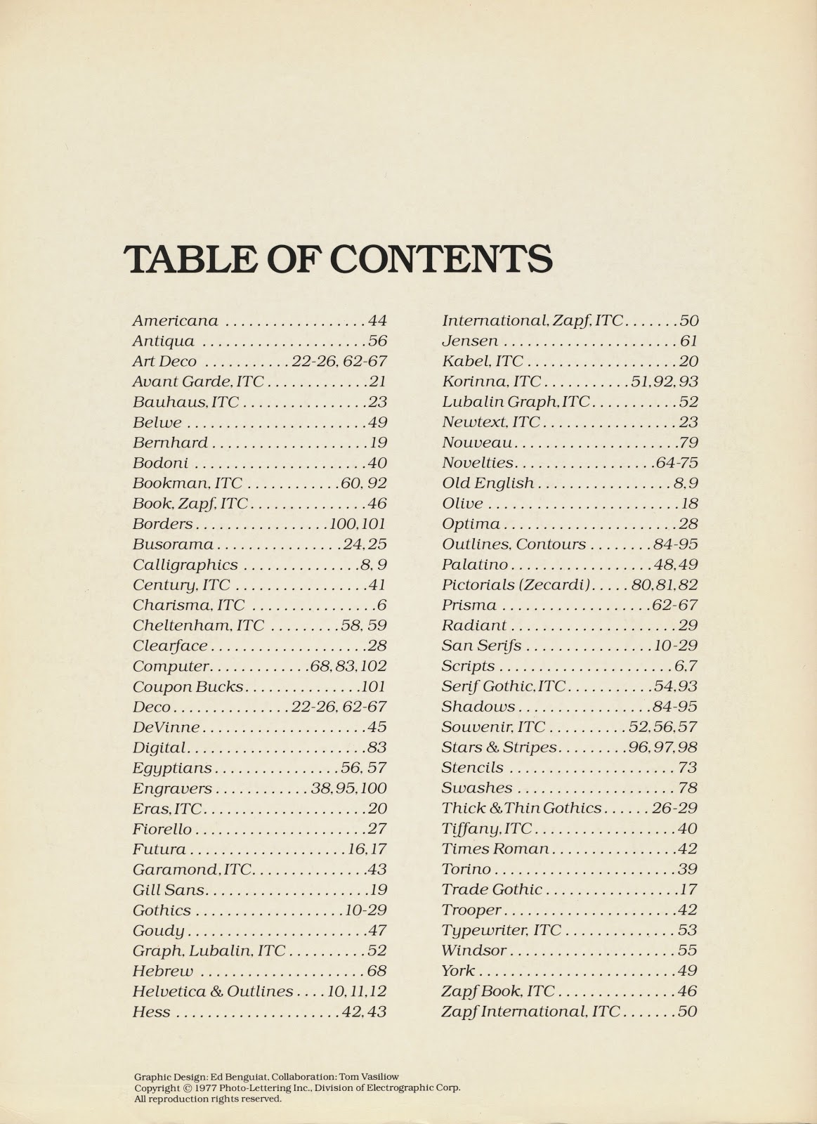 Tenth Letter of the Alphabet: Alphabets: Photo-Lettering Inc. Catalogs