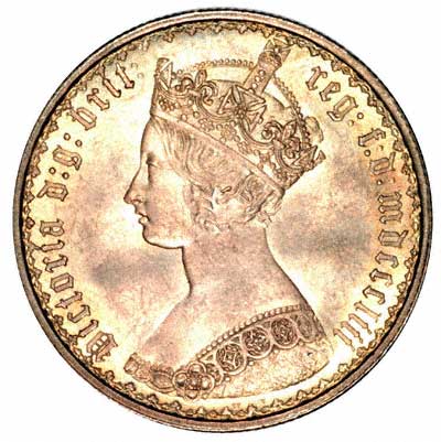 Queen Victoria Coins: Victoria "Gothic" Florin 1853 - Sterling Silver ...