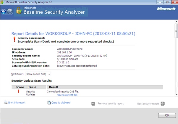 My Cybersecurity Journal: Microsoft Baseline Security Analyzer (MBSA)
