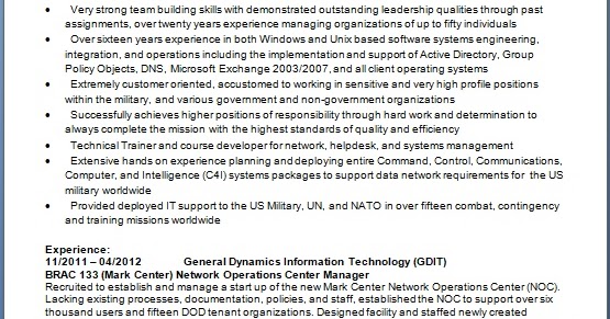 Network Operations Center Manager Sample Resume Format in Word Free ...