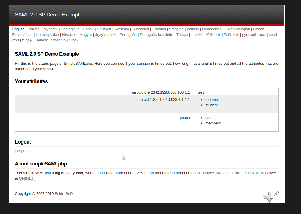 Simplesamlphp のdefault Spとdefault Idpを連携 Centos 5961