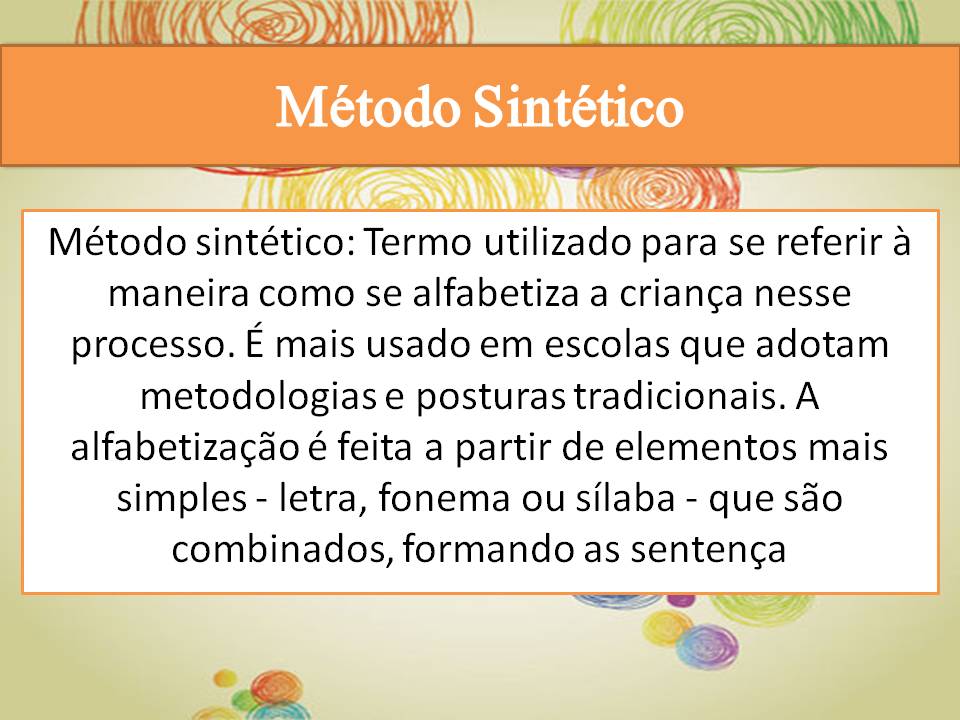 Buscando conhecer o letrar e o alfabetizar: Método Sintético