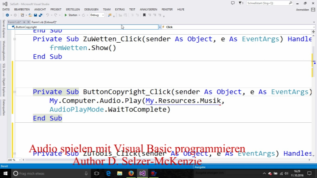 Börsen Trading Sportwetten Selzer-McKenzie: Audio und Töne mit Visual Basic programmieren