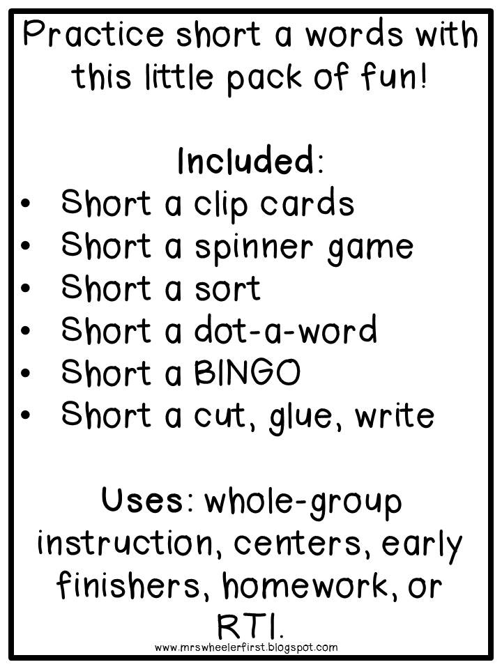 Mrs. Wheeler's First Grade Tidbits: Short Vowel Activities
