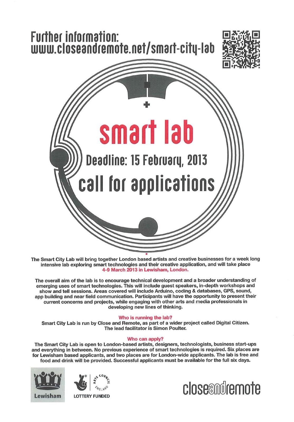 Visit Lewisham: smart lab - call for applications
