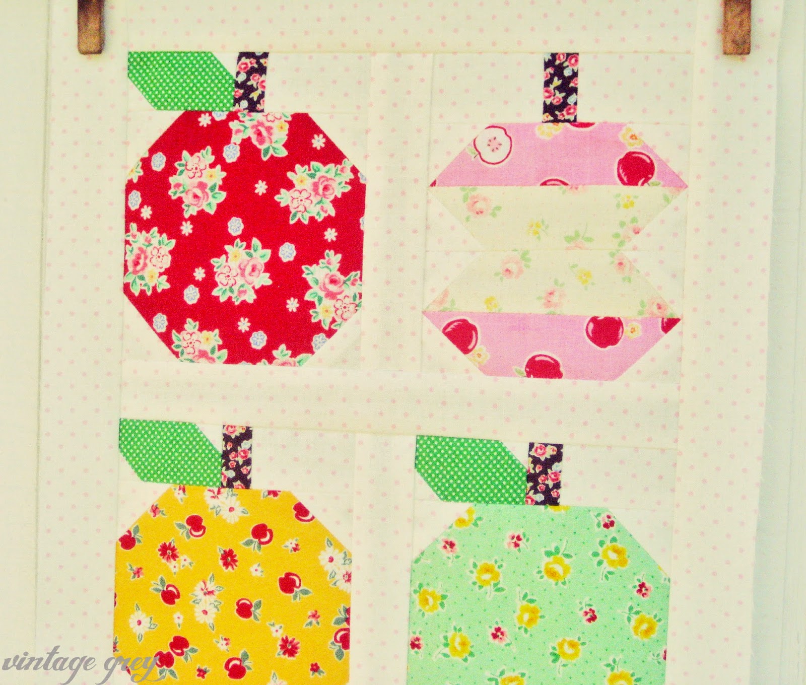 vintage grey: patchwork apples and pretty pinwheels