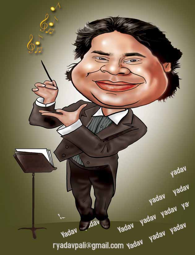 indian caricature: ar rahman caricature, ar rahman cartoon