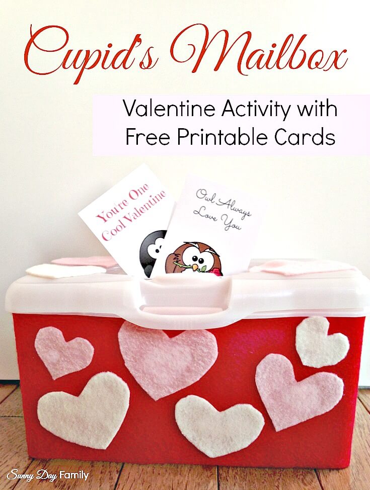 Cupid's Mailbox Activity with Free Printable Valentine Cards | Sunny ...