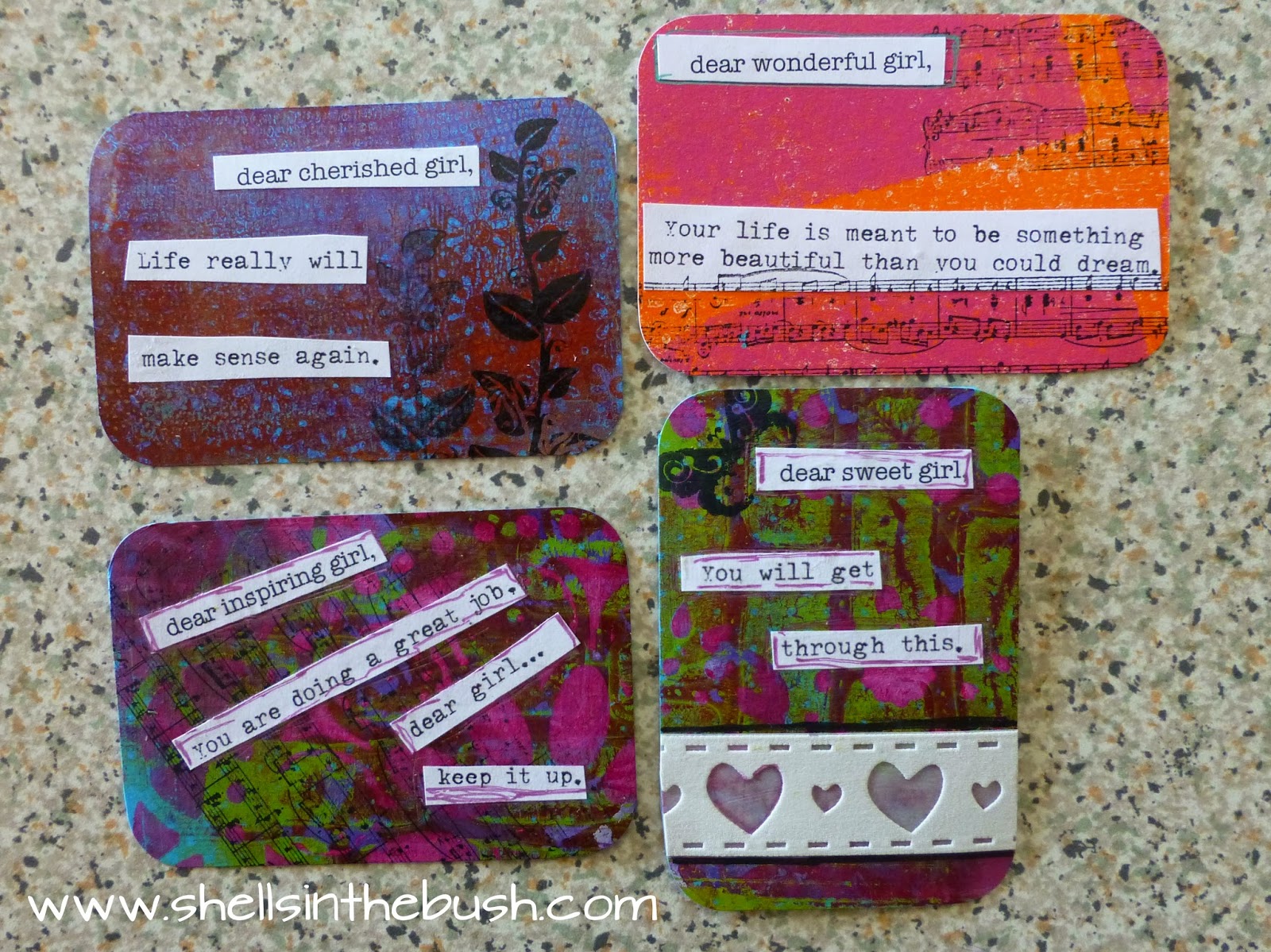 Shells in the Bush: Gelli Print Truth Cards