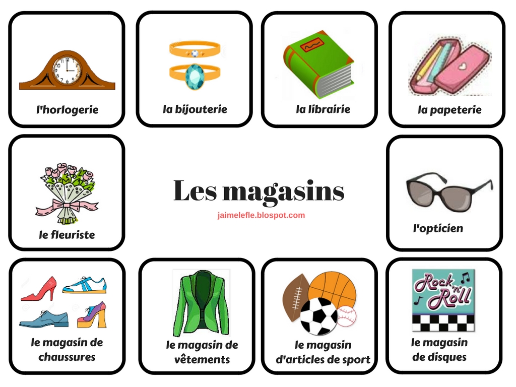 J'aime le français: Les magasins