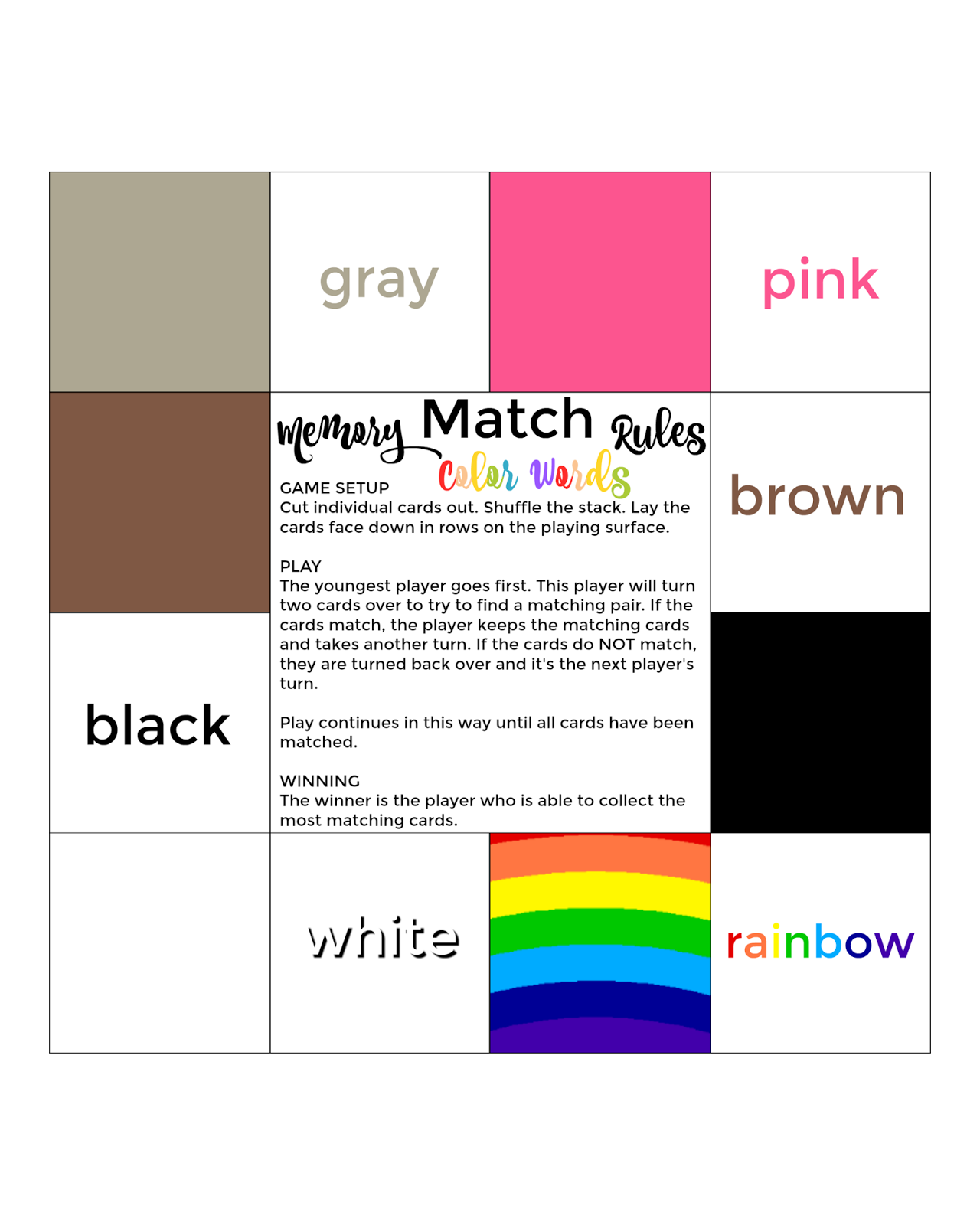 The Life of Jennifer Dawn: Printable: Color Memory Games