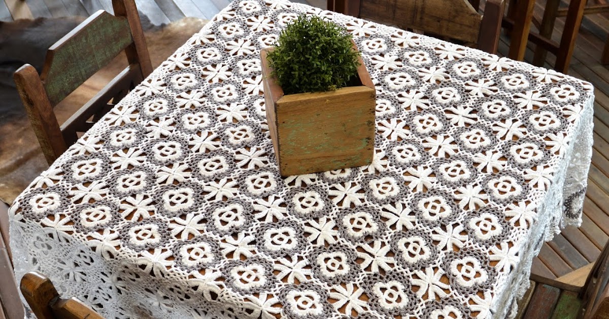 Toalha de Mesa Quadrada em Crochê com Linha Anne ~ Armarinho São José