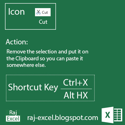 Raj Excel: Shortcut Key : Excel 2013 (Ctrl + X)