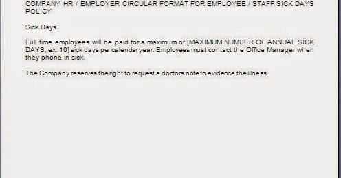 SICK DAYS POLICY NOTICE