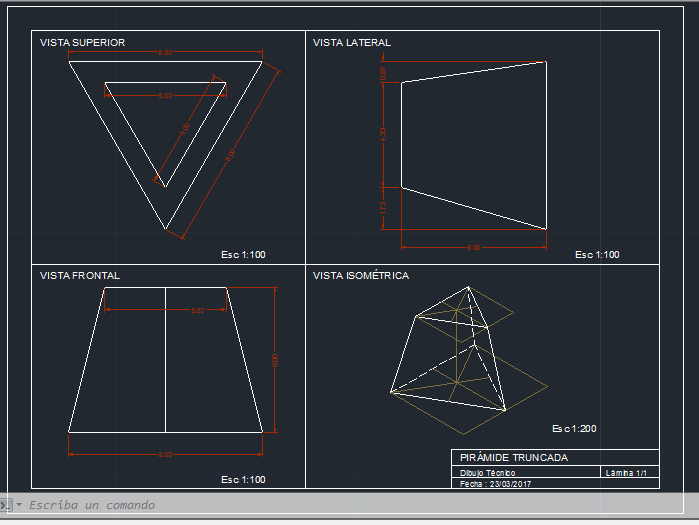 Civil Univalle: Dibujo de pirámide truncada - isométrico