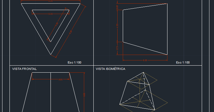 Civil Univalle: Dibujo de pirámide truncada - isométrico