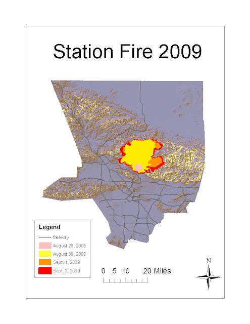 Geog 7 Intro to GIS: Lab #8: Mapping the Station Fire in ArcGIS
