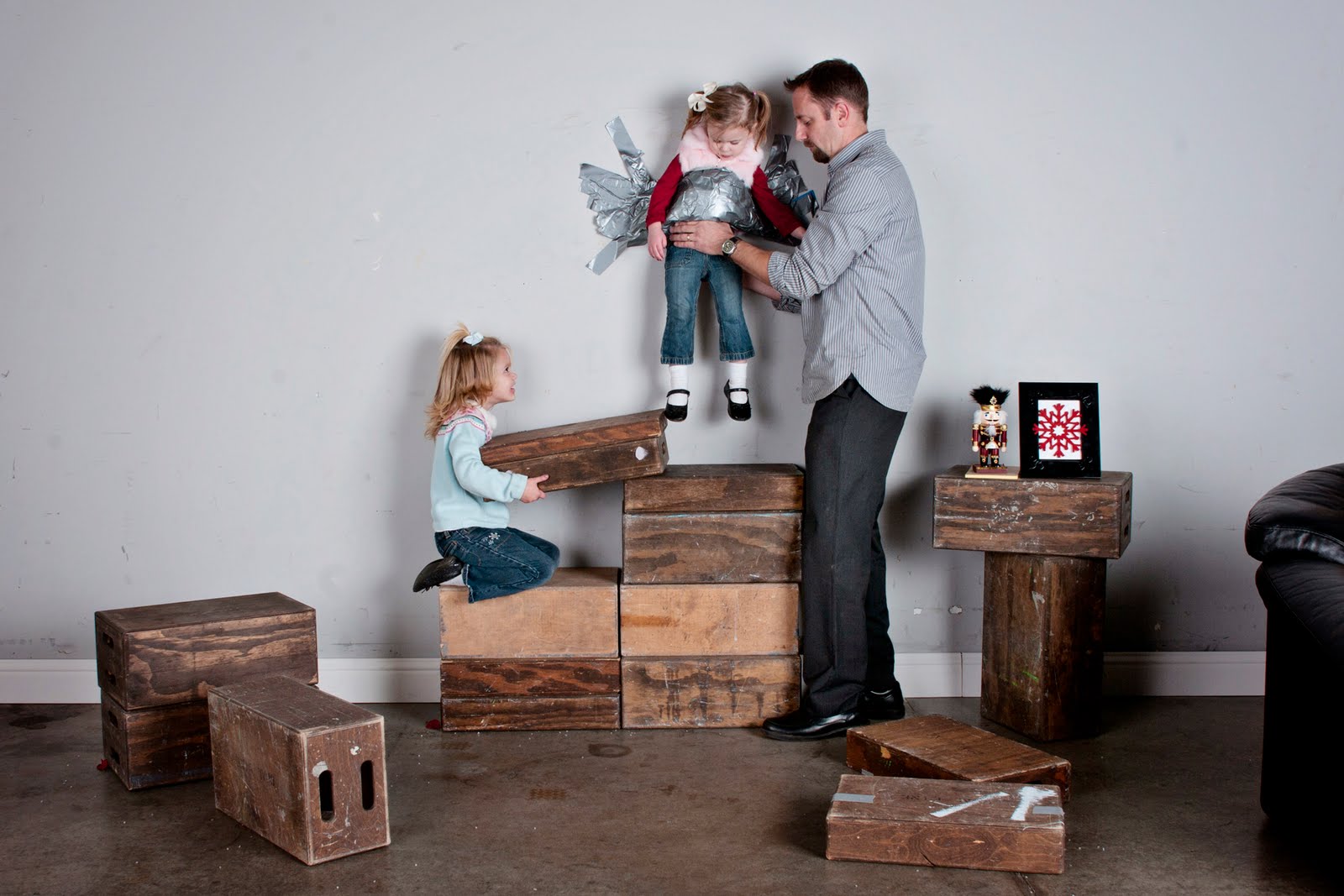 Life at the White House: Kids taped to wall Christmas Card...