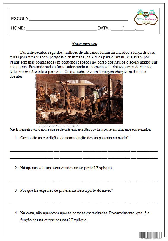 Sosprofessor Atividades Navio Negreiro