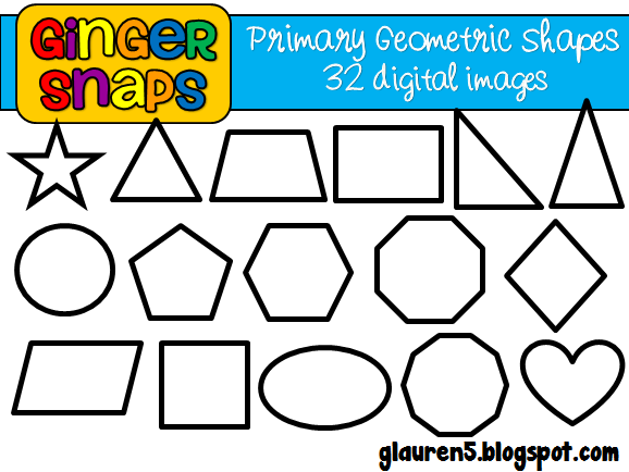 Ginger Snaps Clip Art: Primary Geometric Shapes Set