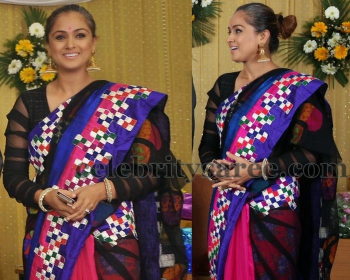 Simran in Embroidered Saree - Saree Blouse Patterns