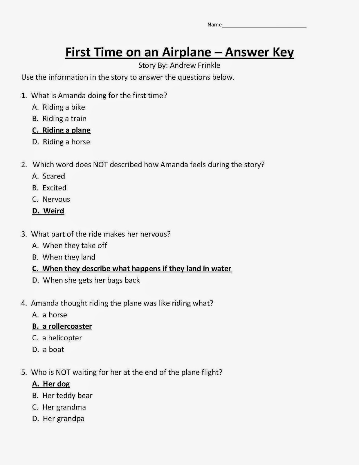 Happy reading blog 閱。悅。樂: Week 1 - First Time on an airplane [with Answer]