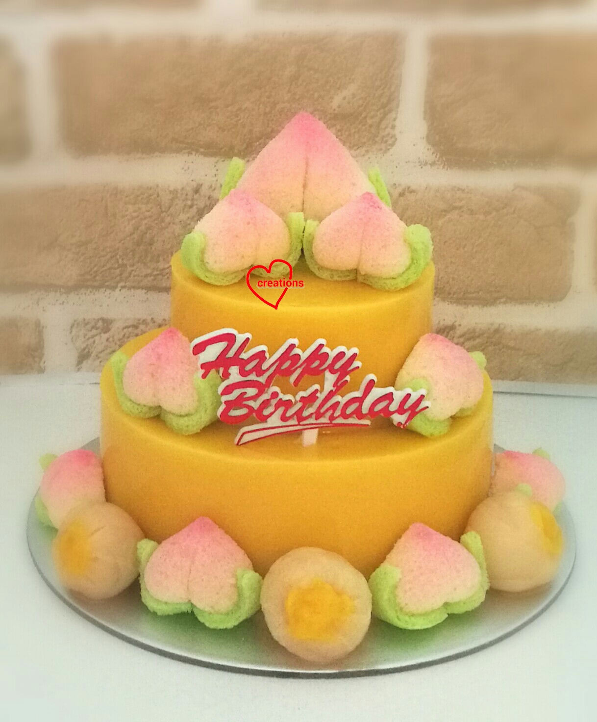 Loving Creations for You: Two-Tiered Lychee Rose Longevity Peach Sponge ...