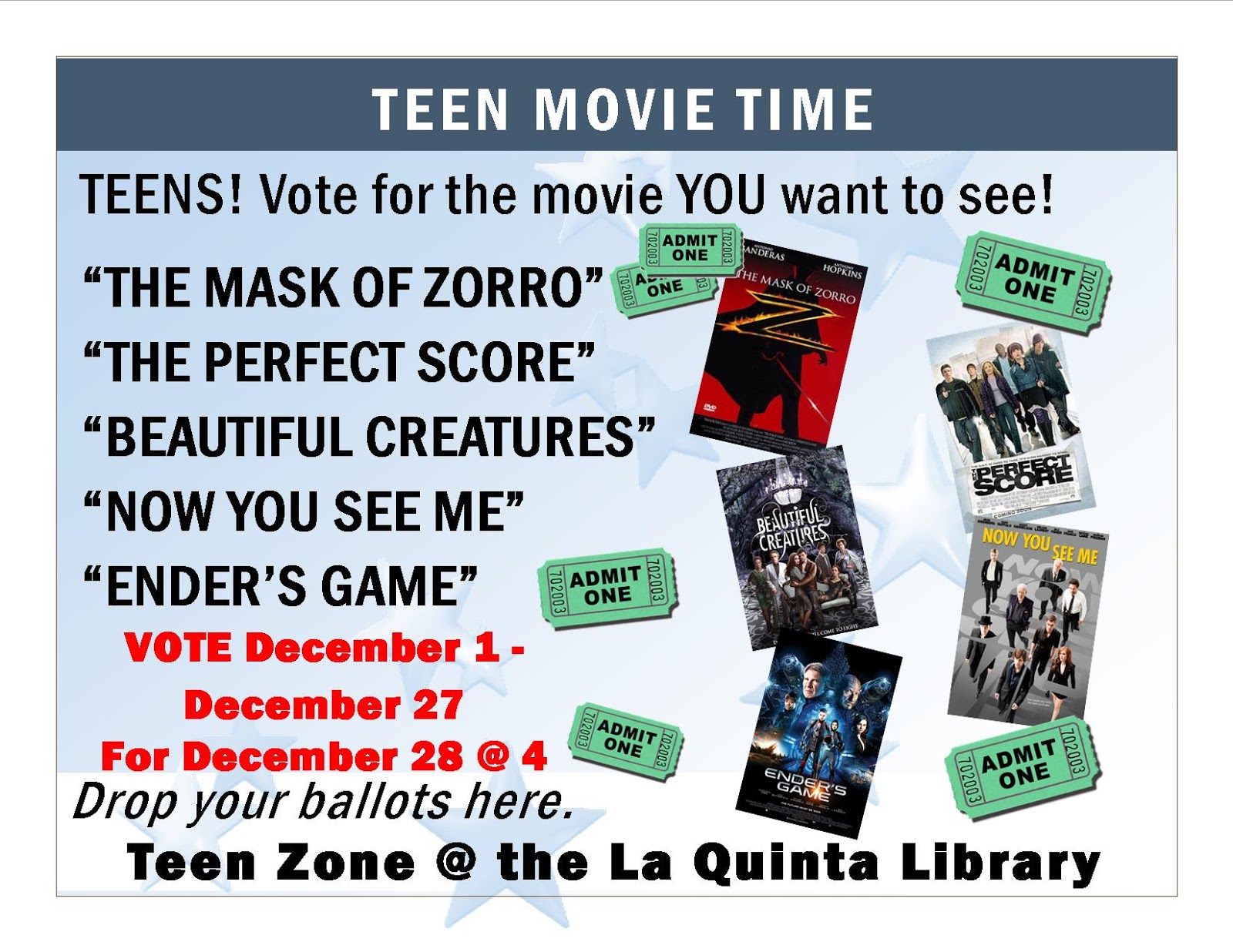 LAQ Library Teen Zone: This Month @ La Quinta Library