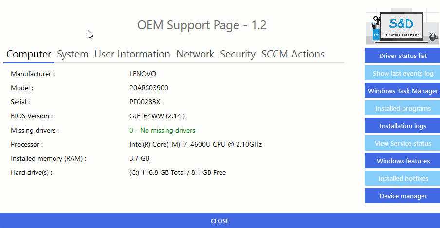 Powershell tool: OEM Support Page | Syst & Deploy
