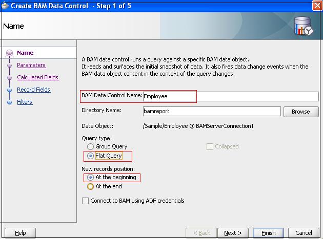 Building a Simple Oracle ADF page using Oracle BAM Data Control