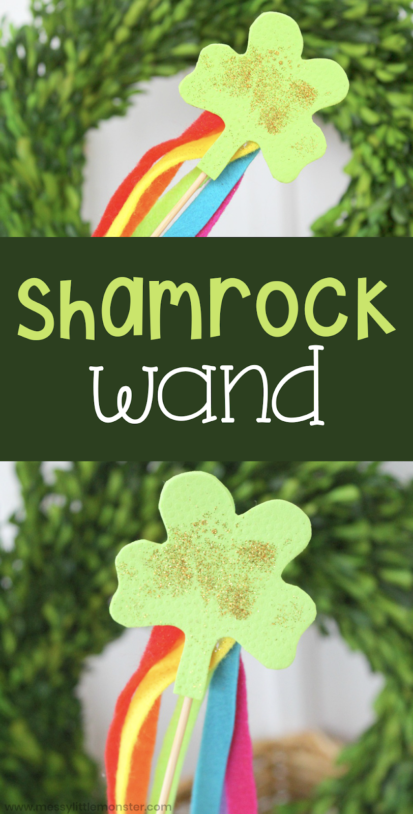 Shamrock Wand St Patricks Day Craft - Messy Little Monster