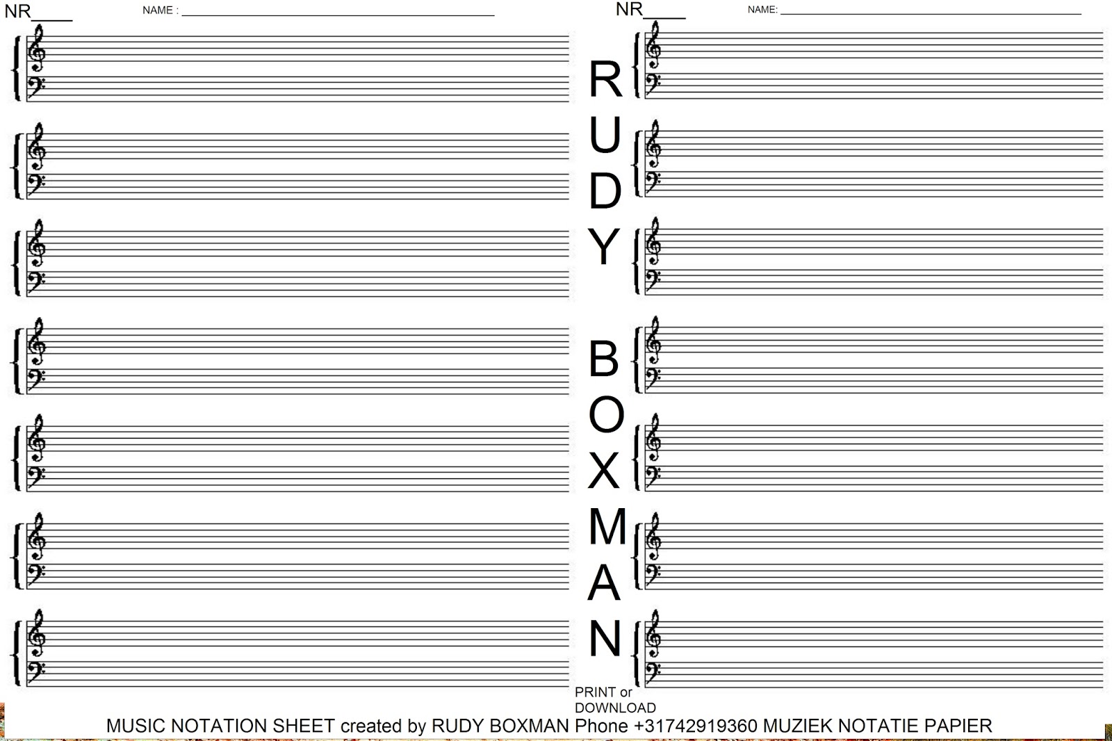 RJB HOLLAND Rudy J Boxman rjbteam 1: MUSIC NOTATION SHEET PRINTABLE or ...