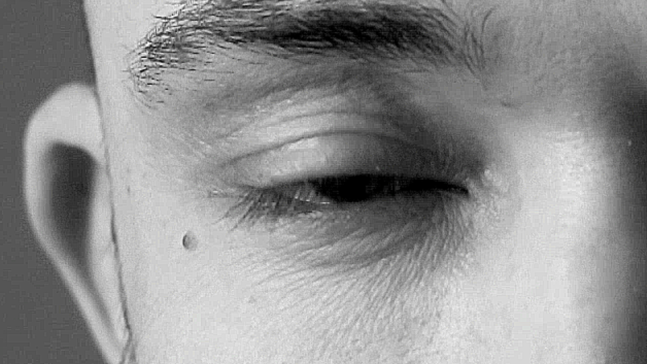 facial references for animation: eye blink [is, front, 60fps, ECU]