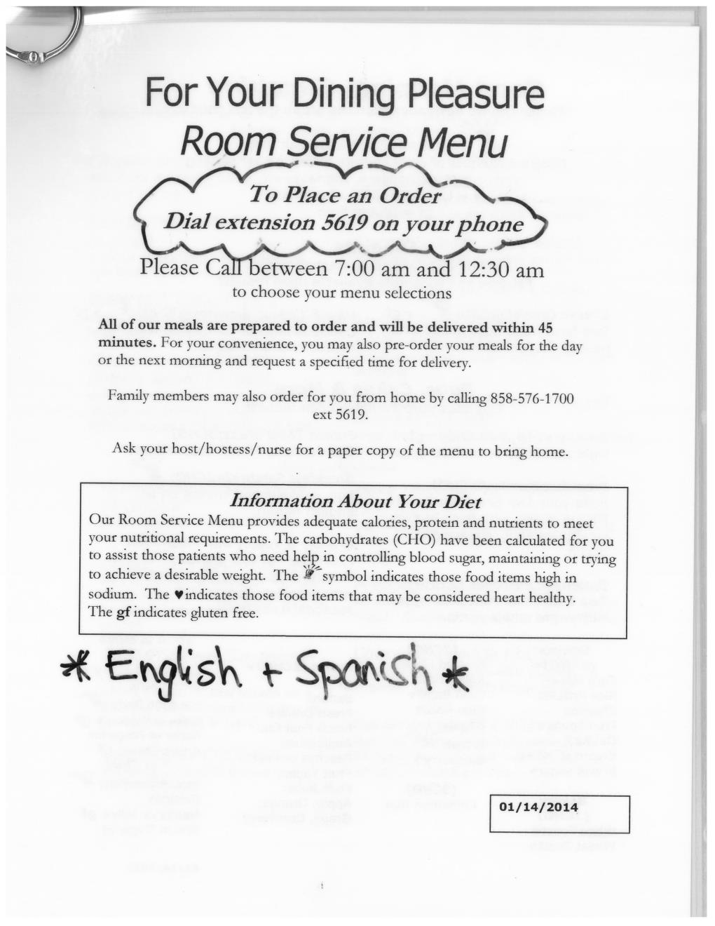 Parents Planning Guide to Rady Children's Hospital: Ordering Food