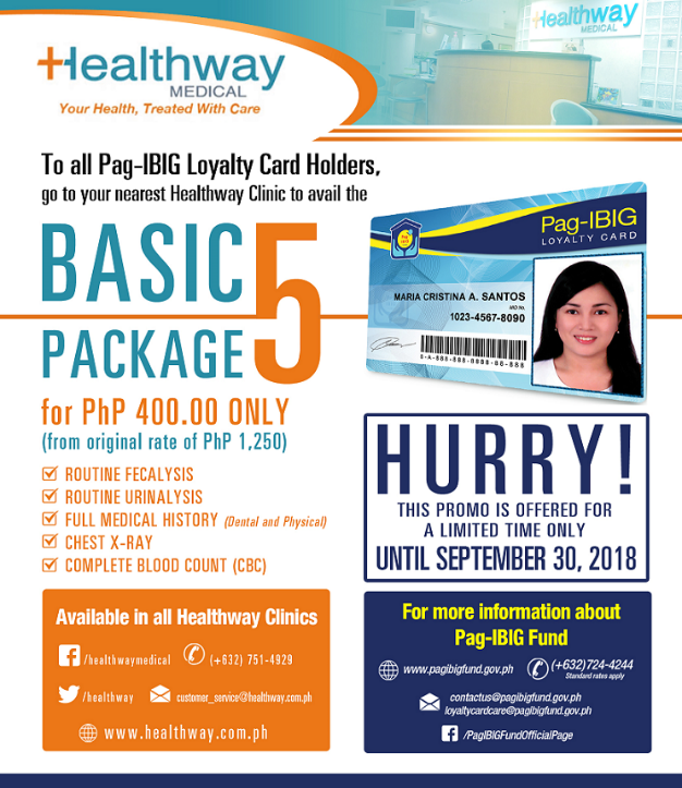 Healthway offers Basic 5 Package for Pag-IBIG Loyalty Cardholders ...