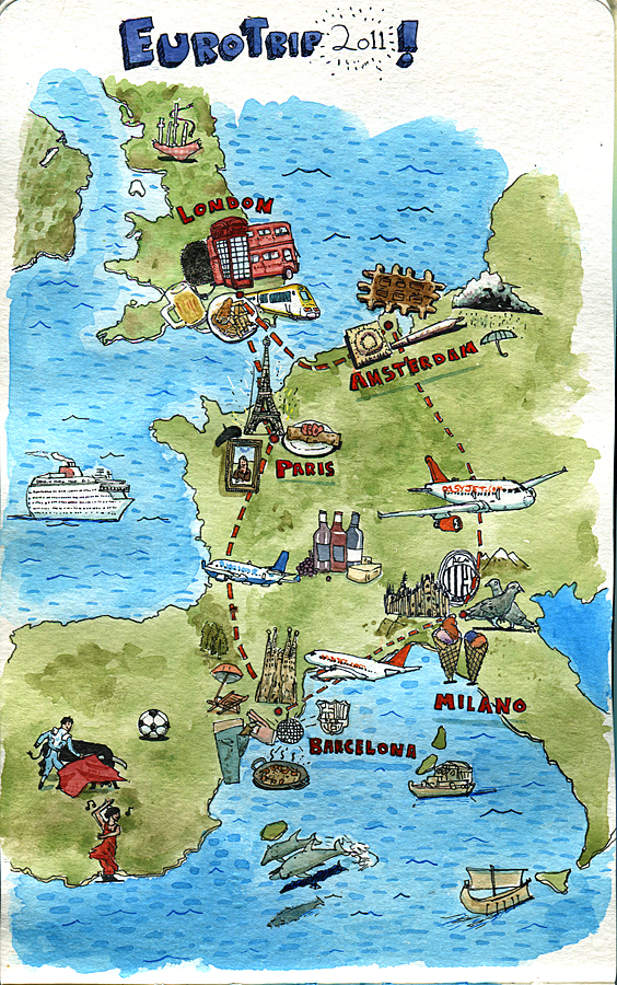 Andrew Vergara's Art: W.I.P. EuroTrip Map
