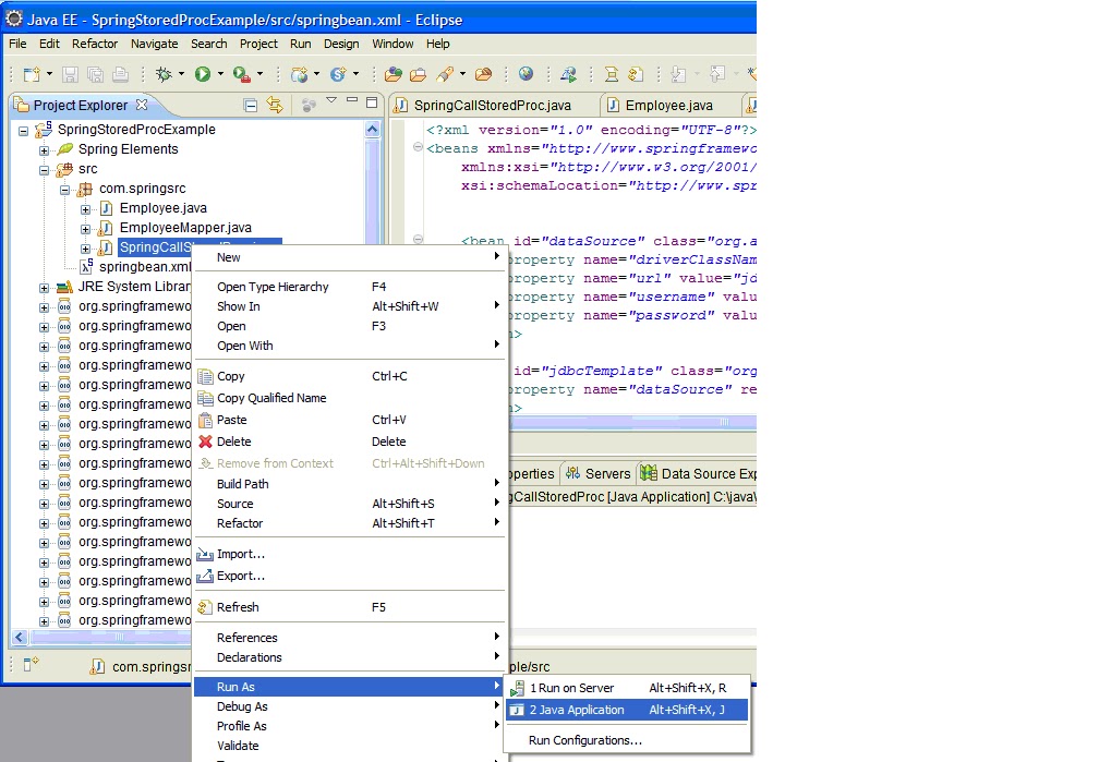 Techical Tutorials: Spring Stored Procedure Example with Database as ...