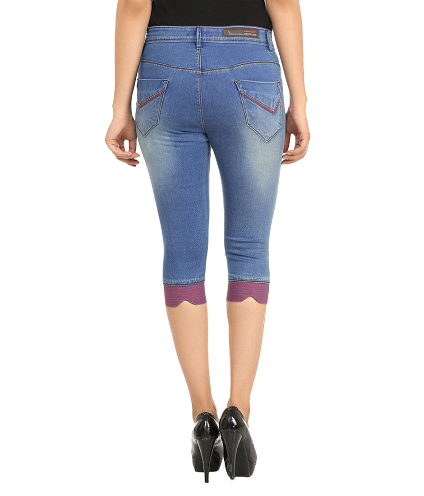 Fashion Cult Blue Denim Capris | Sach Online Store