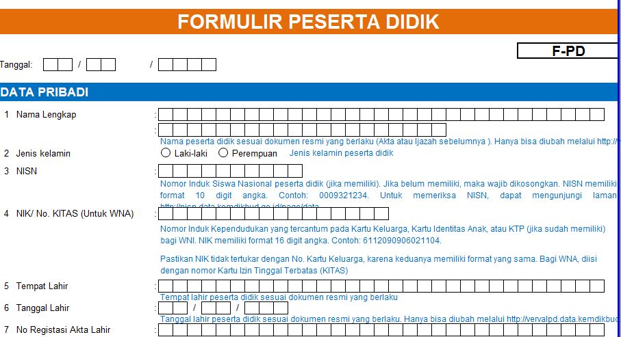 Formulir Pendataan Dapodik 2018b (Lengkap) - esdeku