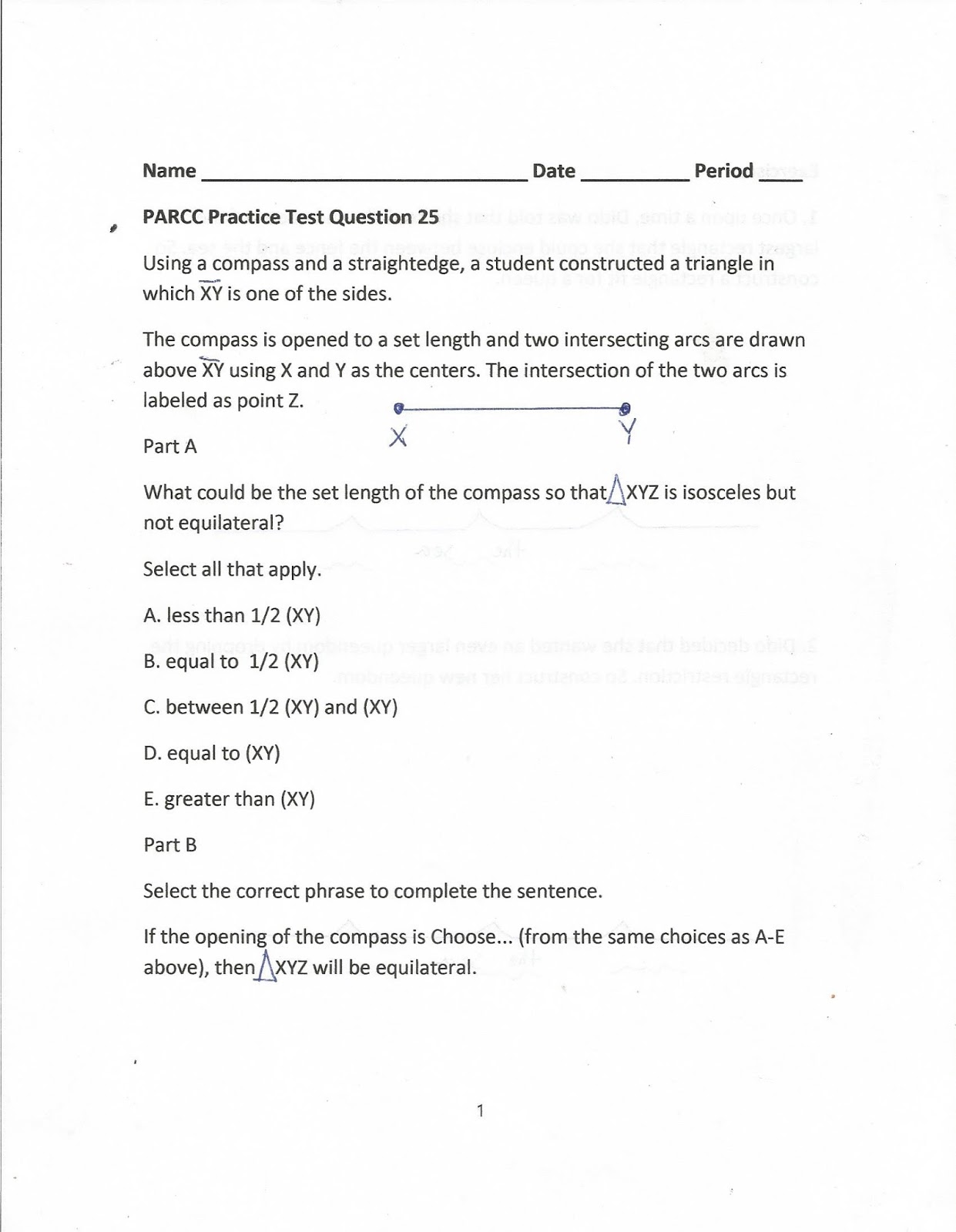 Geometry, Common Core Style: PARCC Practice Test Question 25 (Day 168)