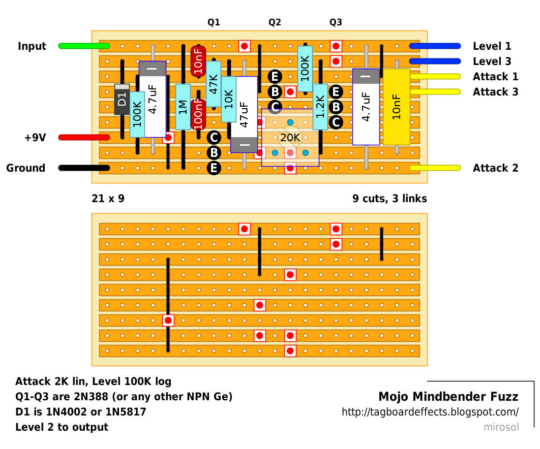 Guitar FX Layouts: Mindbender Fuzz - Mojo layout
