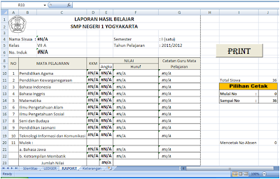 Membuat Laporan Hasil Belajar Siswa dengan Excell dan Macro