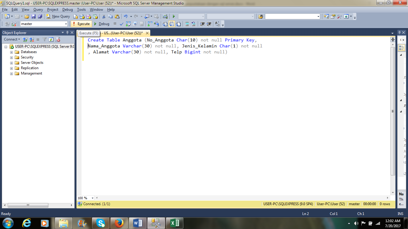 Deddy Laumakut Blog: Membuat database dengan SQL Server