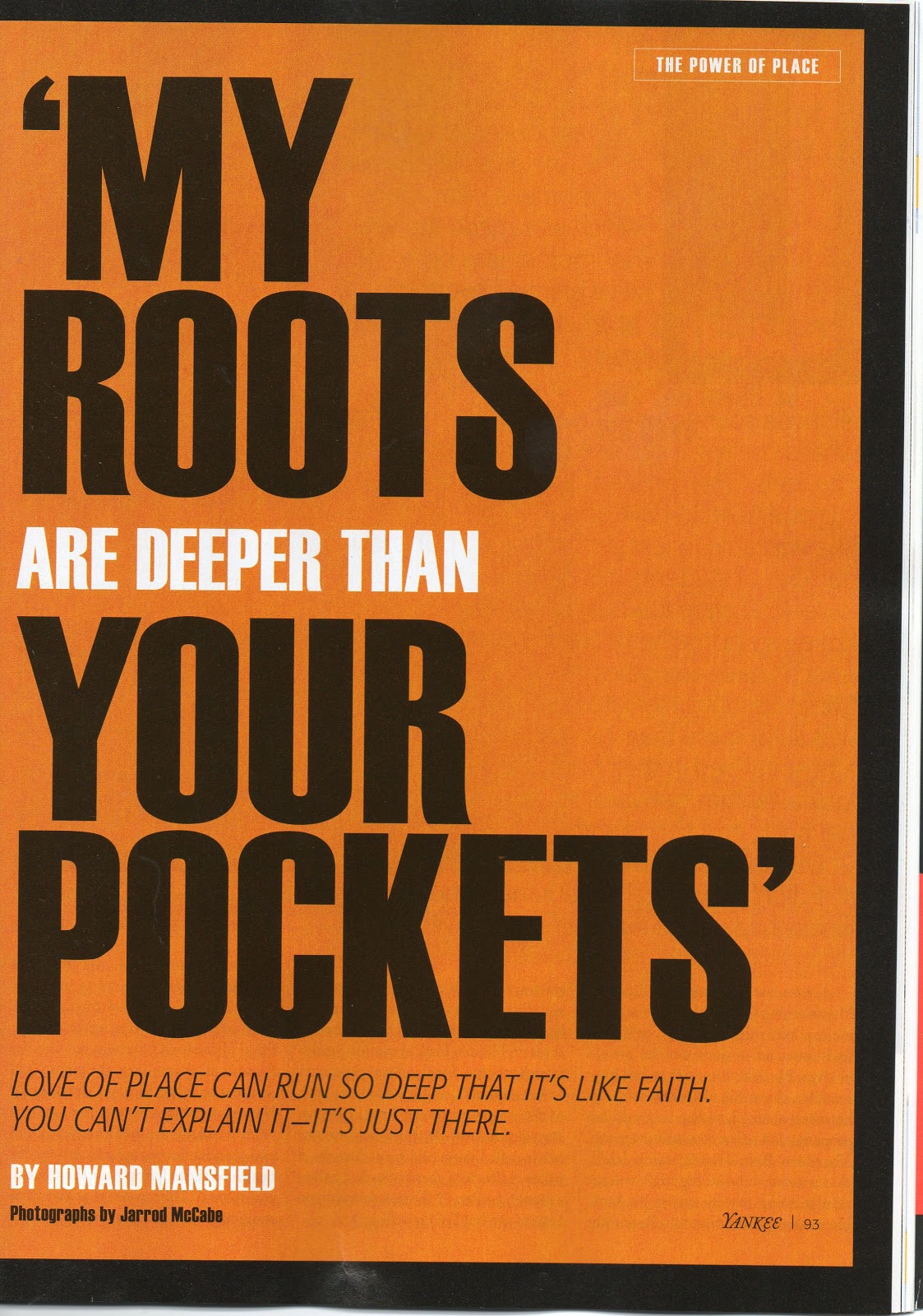 Live Free or Fry: "My Roots Are Deeper Than Your Pockets", Yankee Magazine
