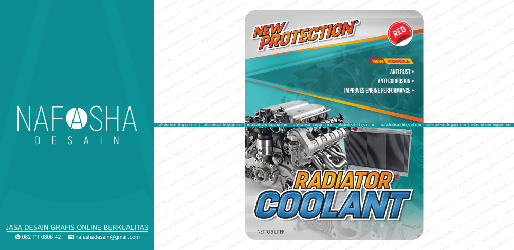 Contoh Desain Sticker Kemasan Air Radiator Mobil - Desain Grafis Online
