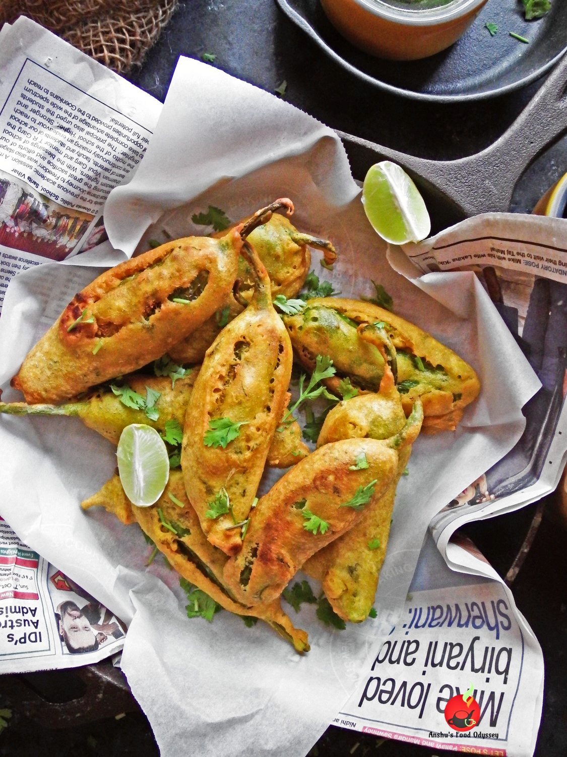 Rajasthani Mirchi Vada | Mirchi Bajji | Stuffed Chili Fritters