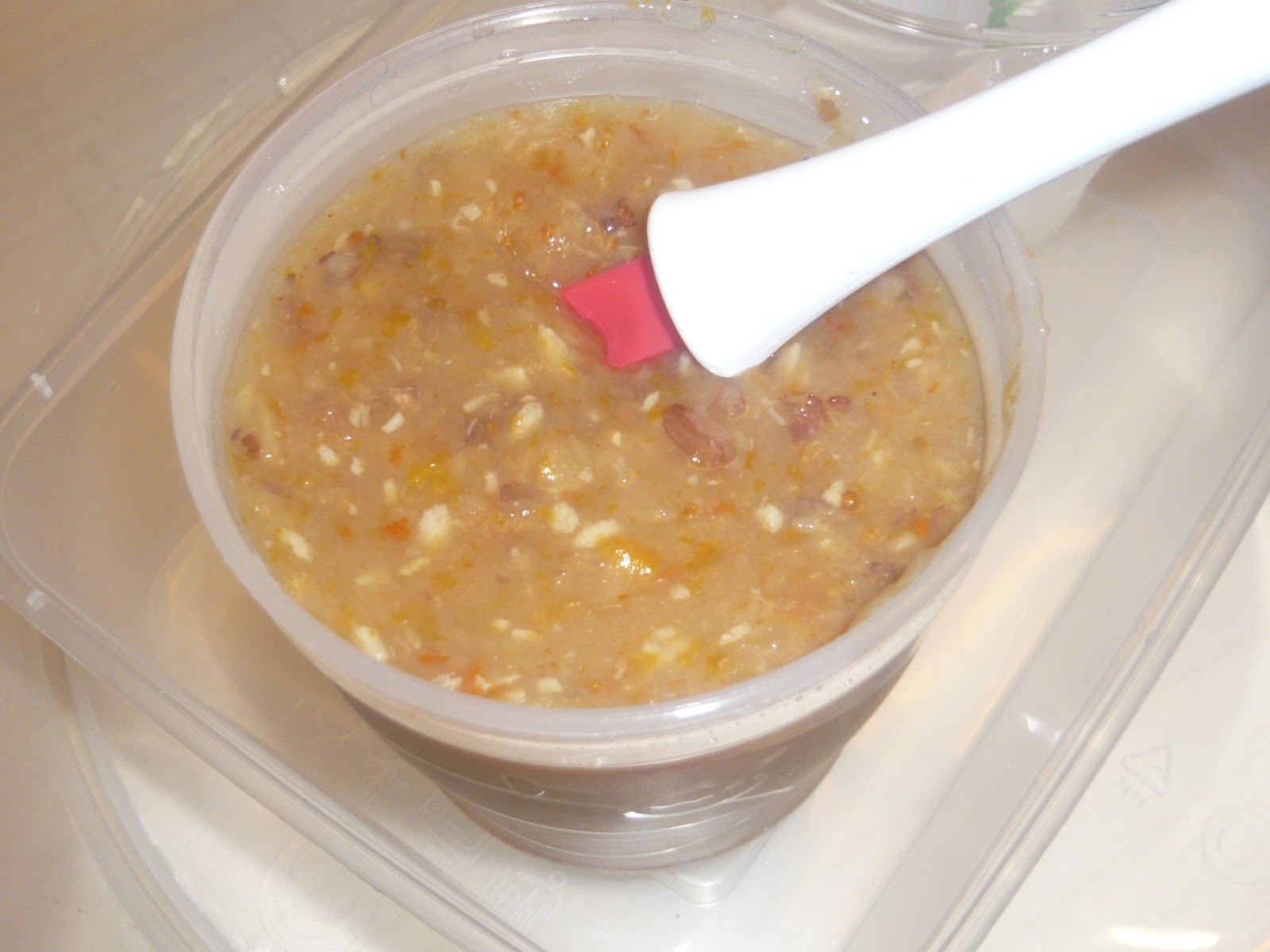 EATING WITH PEBBLES: cod fish and carrot porridge