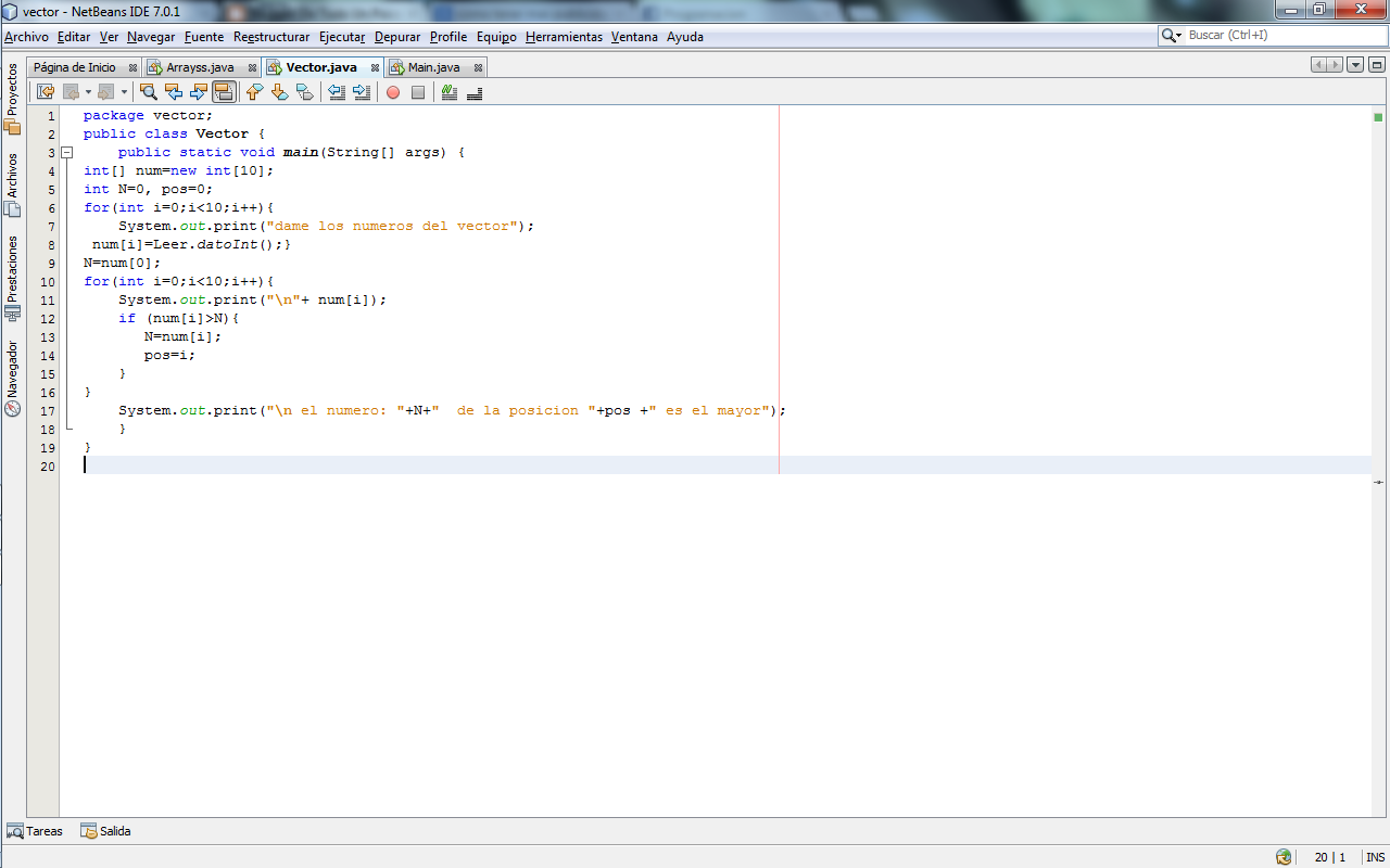 Programacion java: Programa: vectores 10 numeros, numero mayor