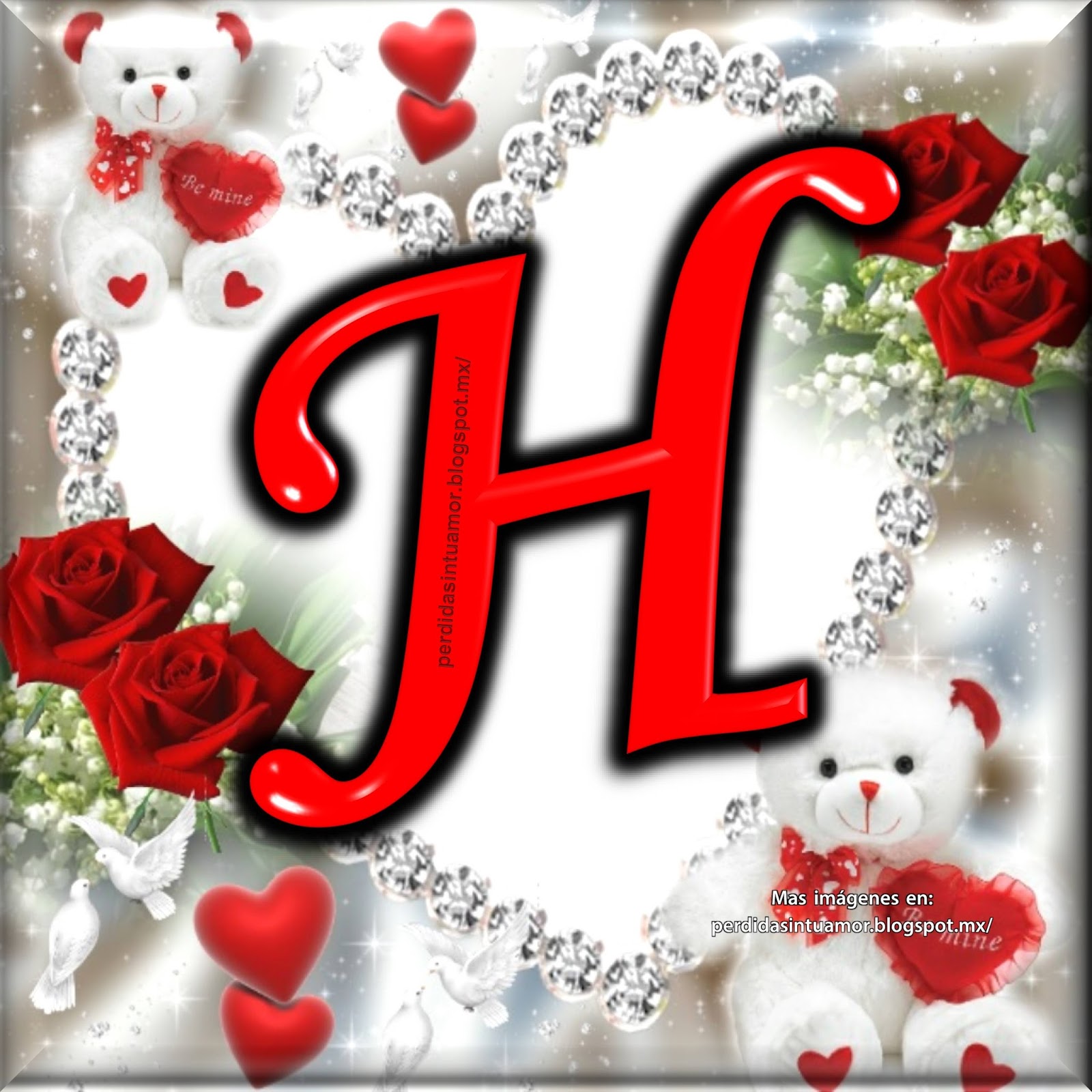 FRASES PARA TI: CORAZÓN DE OSITO CON TU INICIAL H