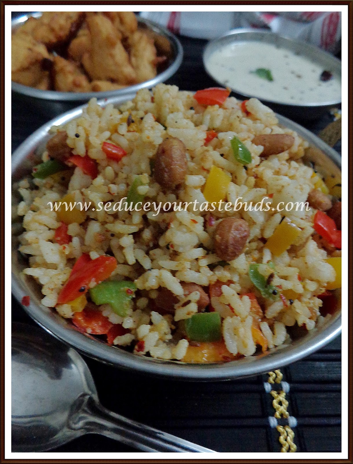 Capsicum Rice [With Freshly Ground Masala] - Seduce Your Tastebuds...